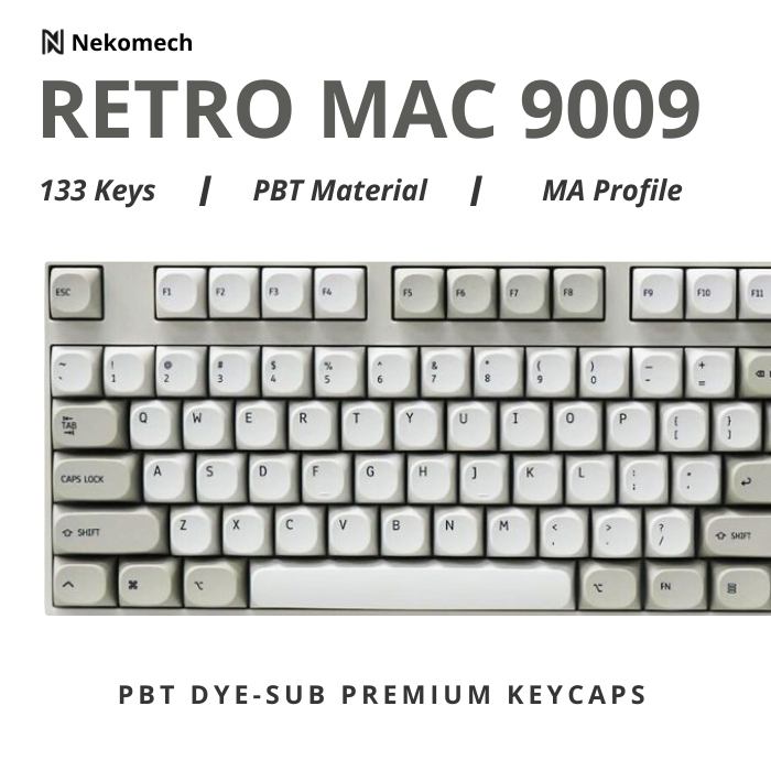 Nekomech Retro 9009 Apple MAC สไตล์ Keycaps - PBT Dyesub MA Profile ...