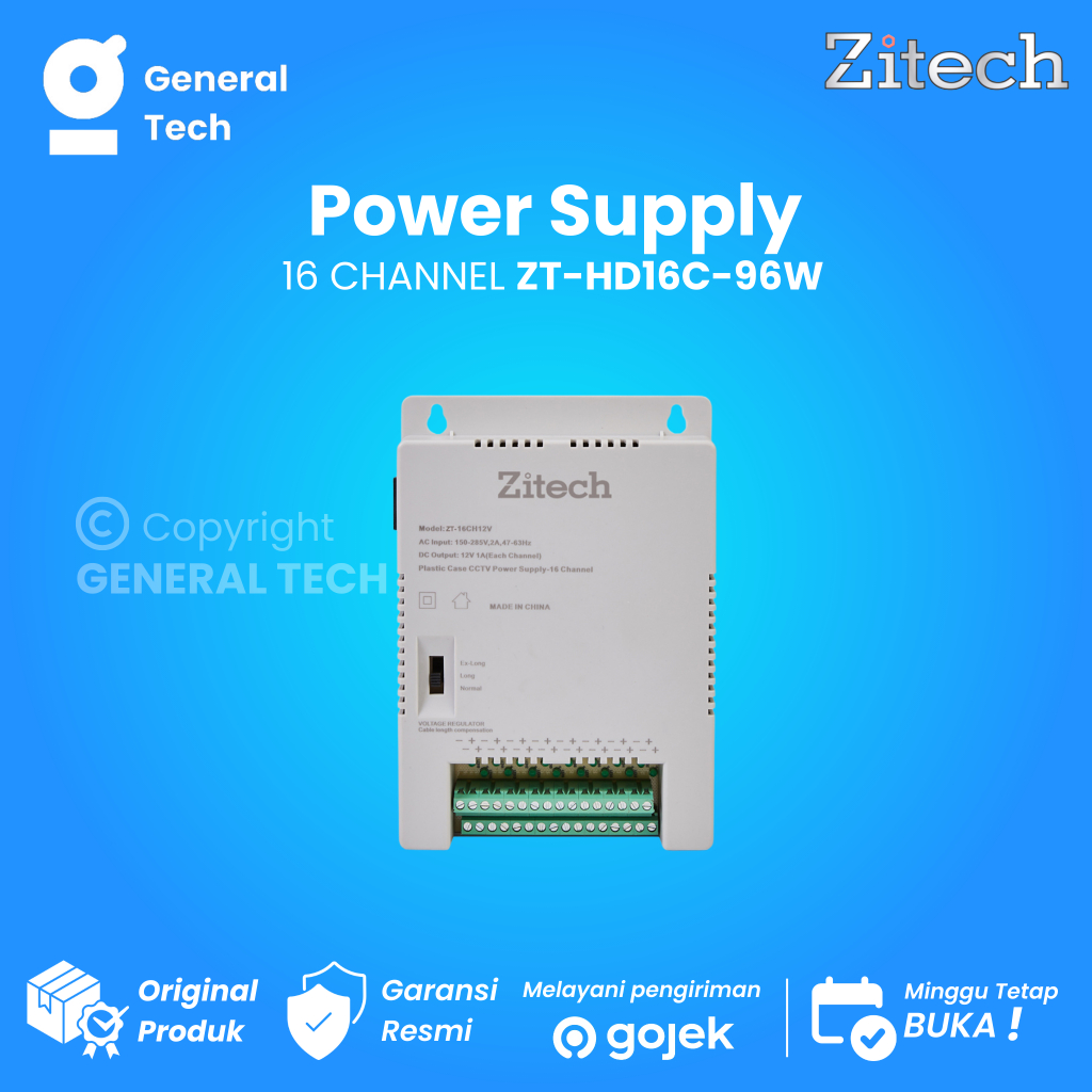 Zitech แหล่งจ่ายไฟ ZT-HD16C-96W 16 ช่อง 12V | Shopee Thailand