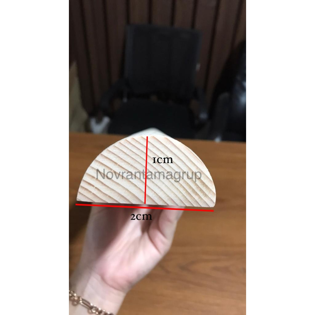 Kayu ครึ่งวงกลมดัตช์ไม้สักโปรไฟล์ Trim ขนาด 2x1 ซม.ความยาว 200 ซม. ...