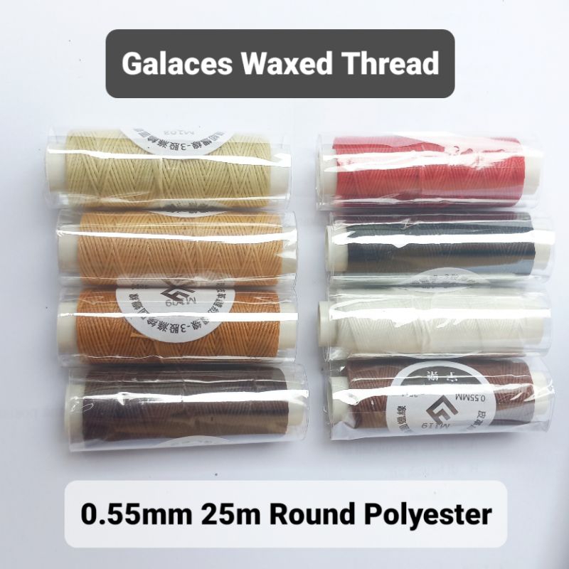 ด้ายเย็บผ้างานฝีมือหนัง Galaces ด้ายแว็กซ์โพลีเอสเตอร์กลม 0.55 มม. 25 ...