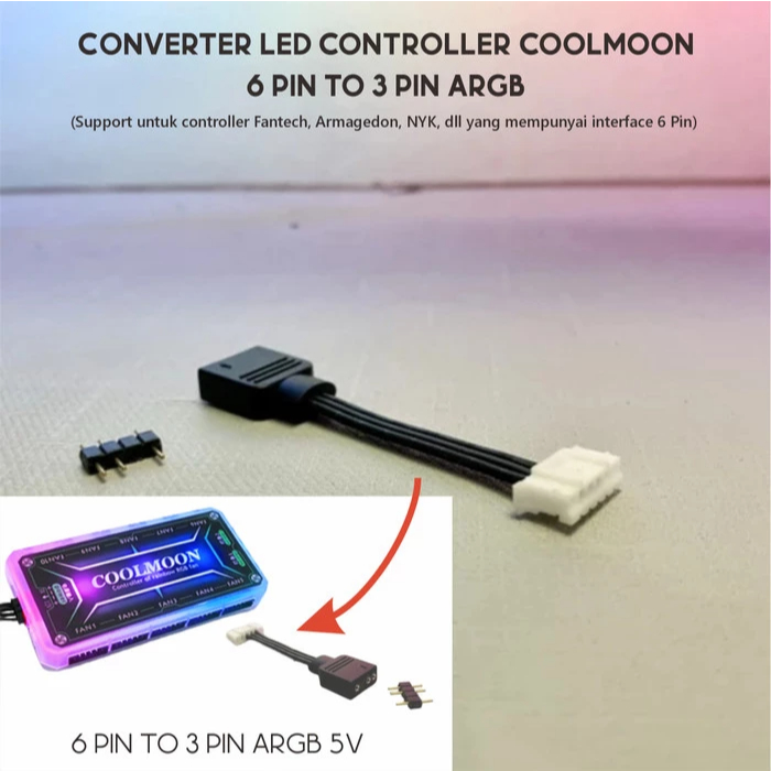 Converter FAN ARGB LED 3 Pin Jonsbo DeepCool ฯลฯ 6pin ARGB Controller ...