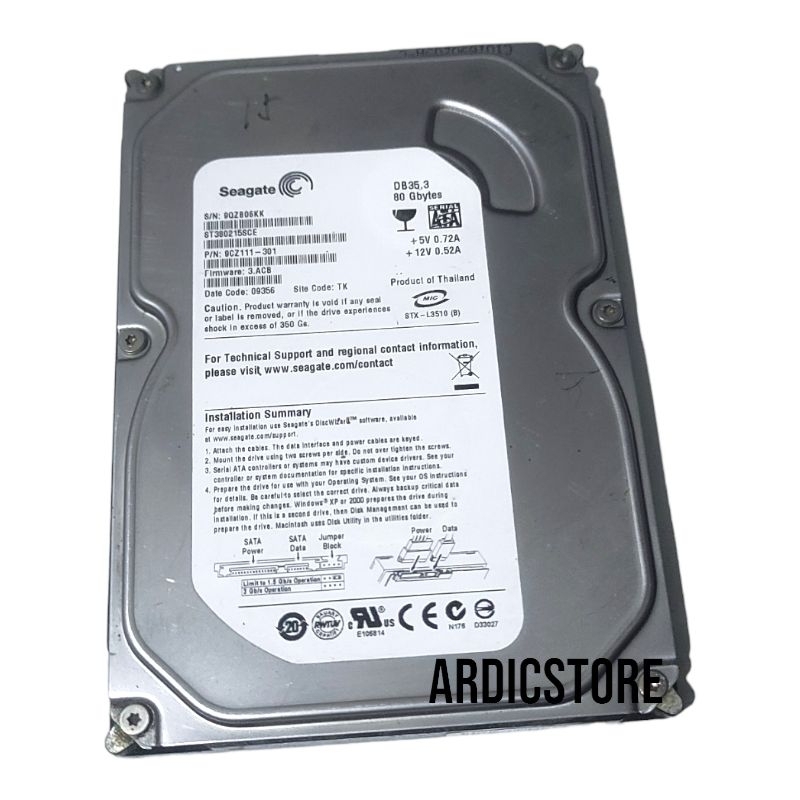 ฮาร์ดไดรฟ์ HDD PS2 IDE 80GB Smooth Good Brand SEAGATE | Shopee Thailand