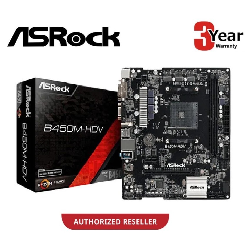 Asrock B450M-HDV (AM4, AMD Promontory B450, DDR4, USB3.1, SATA3 ...