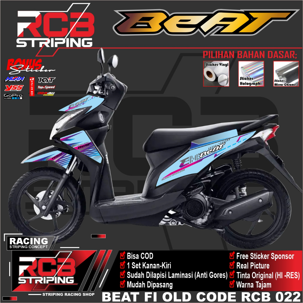 สติกเกอร์แปะติดตัวรถ แนวเรียบง่าย สําหรับ honda beat fi RCB 022 ...