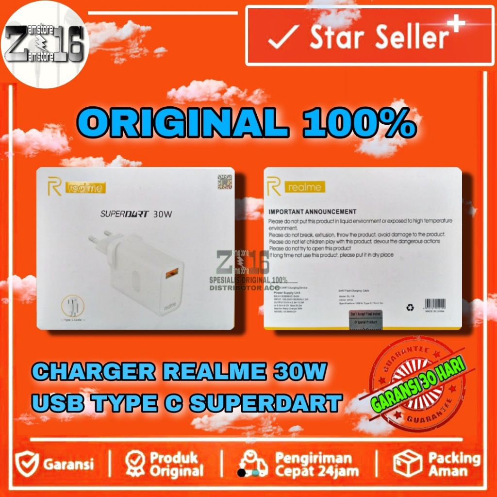 Realme SUPERVOOC Charger 18W / 30W USB Type C ของแท้ 100% tepsi 18watt ...