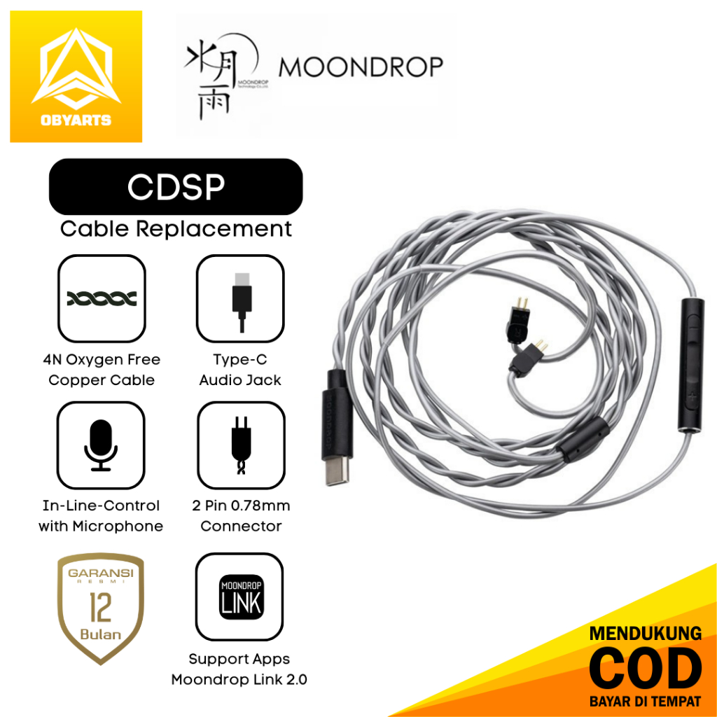Moondrop CDSP Type C สายอัพเกรด สําหรับหูฟังอินเอียร์ พร้อมไมโครโฟน | Shopee Thailand