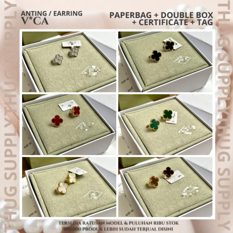 EARRING VAN CLEEF & ARPELS VCA กล่อง FULLSET 5 VINTAGE ALHAMBRA VC ...