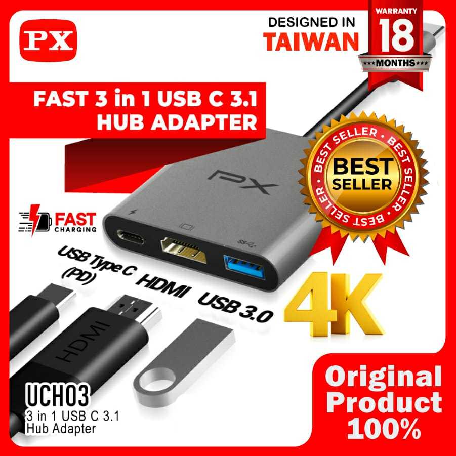 ฮับแปลง PX แล็ปท็อป 3in1 TypeC เป็น UsbC UsbA HDMI PX UCH03 AGP | Shopee Thailand