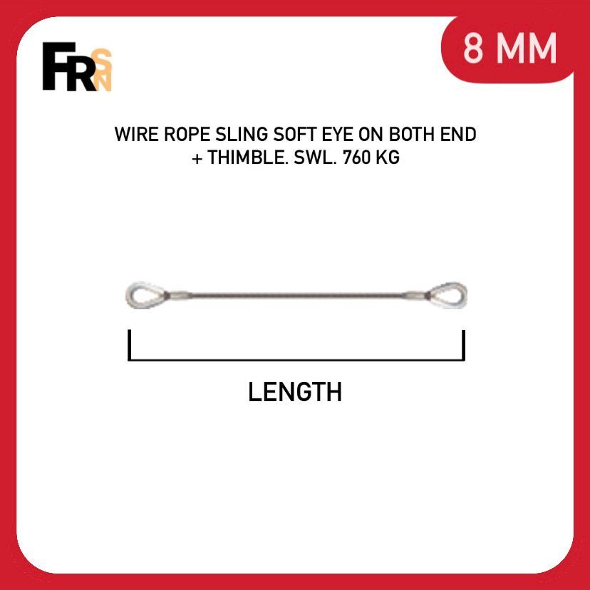 Wire ROPE SLING SOFT EYE ON BOTH END THIMBLE. กัลวาไนซ์ 8 มม. สว. 760 ...