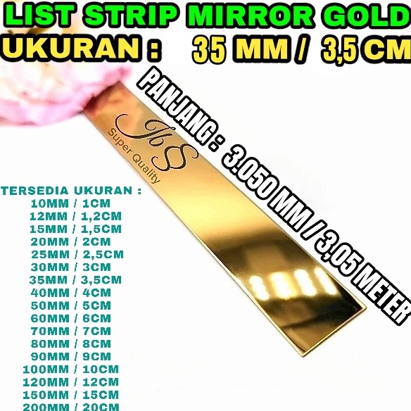 ใหม่ล่าสุด LIST GOLD MIRROR STRIP PLATE 35MMXP35CMxT8MM STAINLESS SS 21 ...