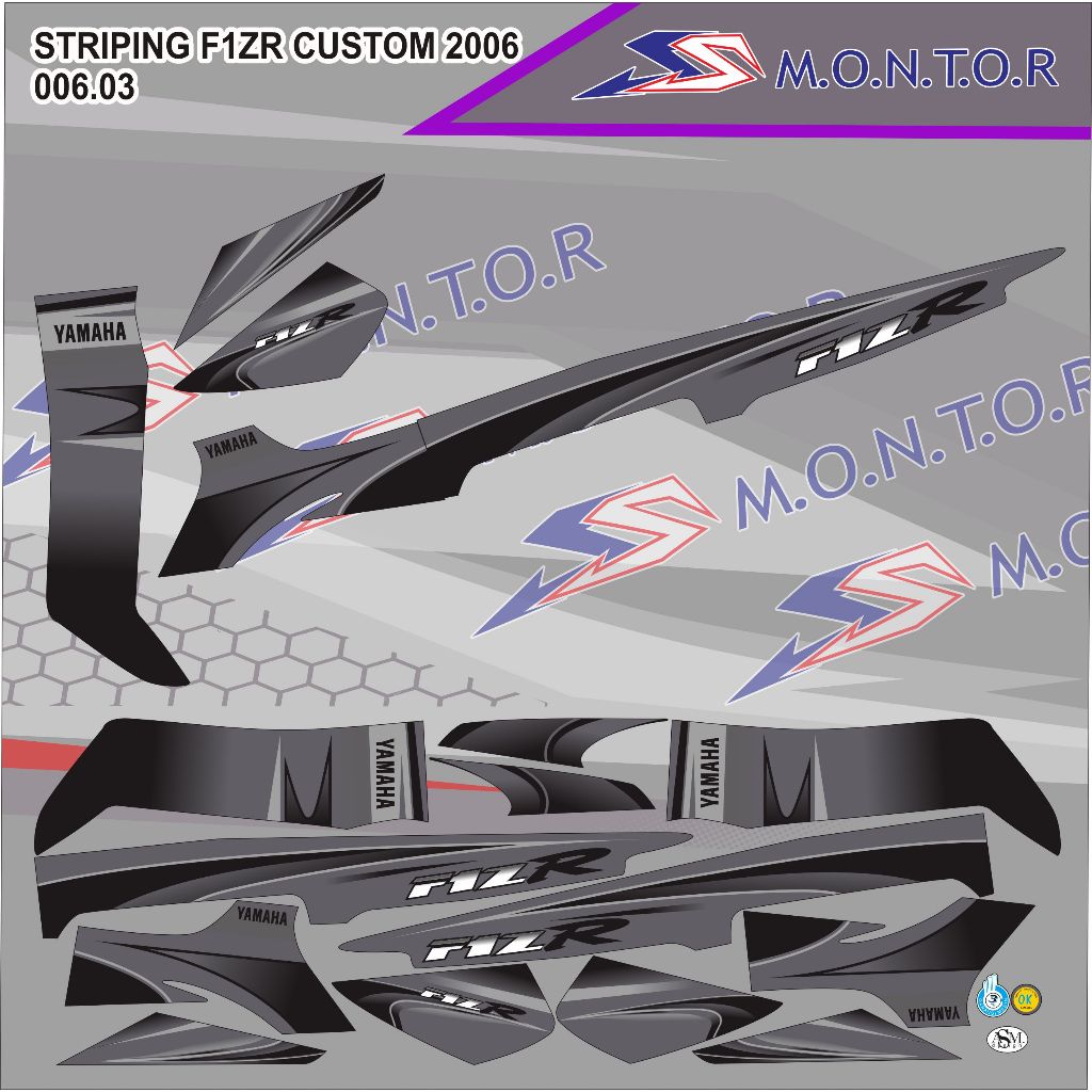 Merah Striping FIZ R CUSTOM BODY RED.006 | Shopee Thailand