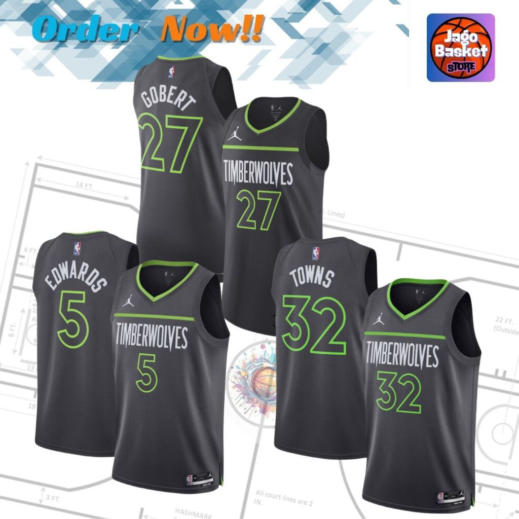 เสื้อแข่ง NBA Minnesota Timberwolves Edwards Towns Gobert | Shopee Thailand