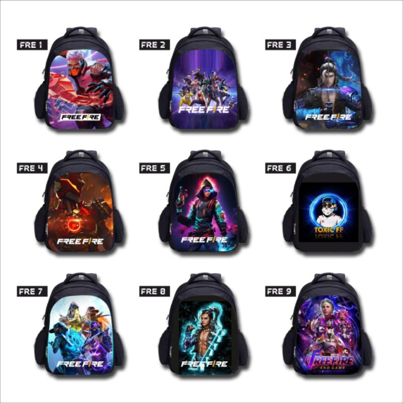 School Childrens Backpack Character FREE FIRE FREE Print Name And PHOTO ...