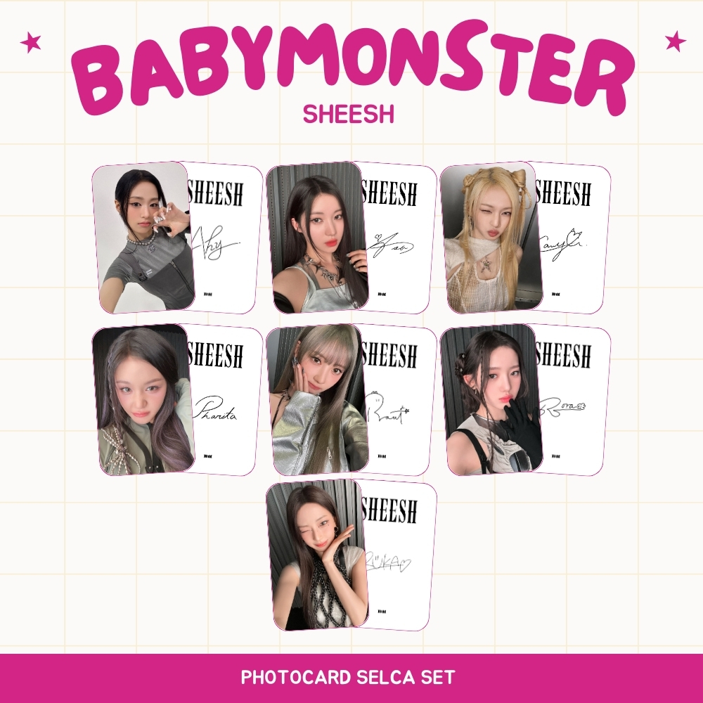 Photocard BABYMONSTER SELCA SHEESH 2 ด้าน (5 ชิ้น + 2 ด้าน) ลายเซ็น TTD KPOP CARDS IDOL KOREA ...