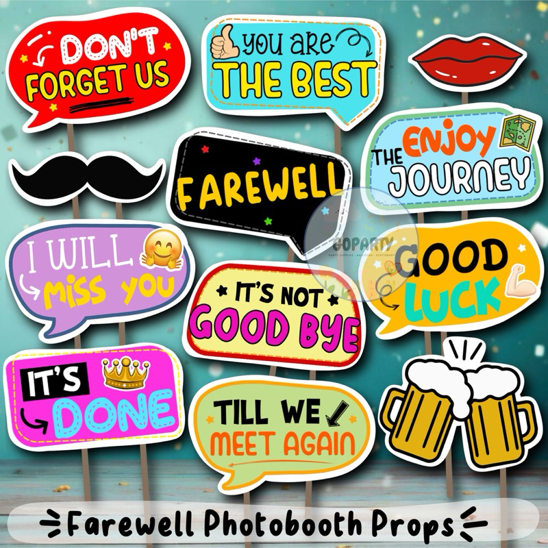 FAREWELL GOODBYE TREATMENT PHOTOBOOTH PROPS PHOTO STICK DECORTATION ...
