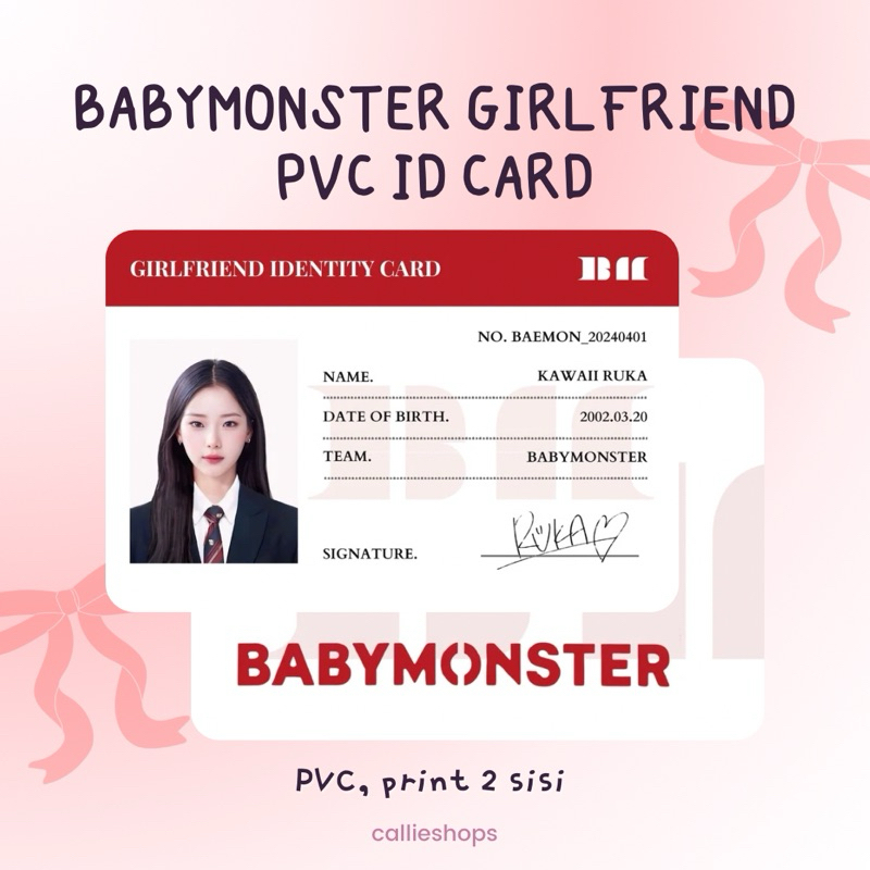Babymonster BAEMON PVC ID Card/Photocard Ahyeon Ruka Asa Phrita ...