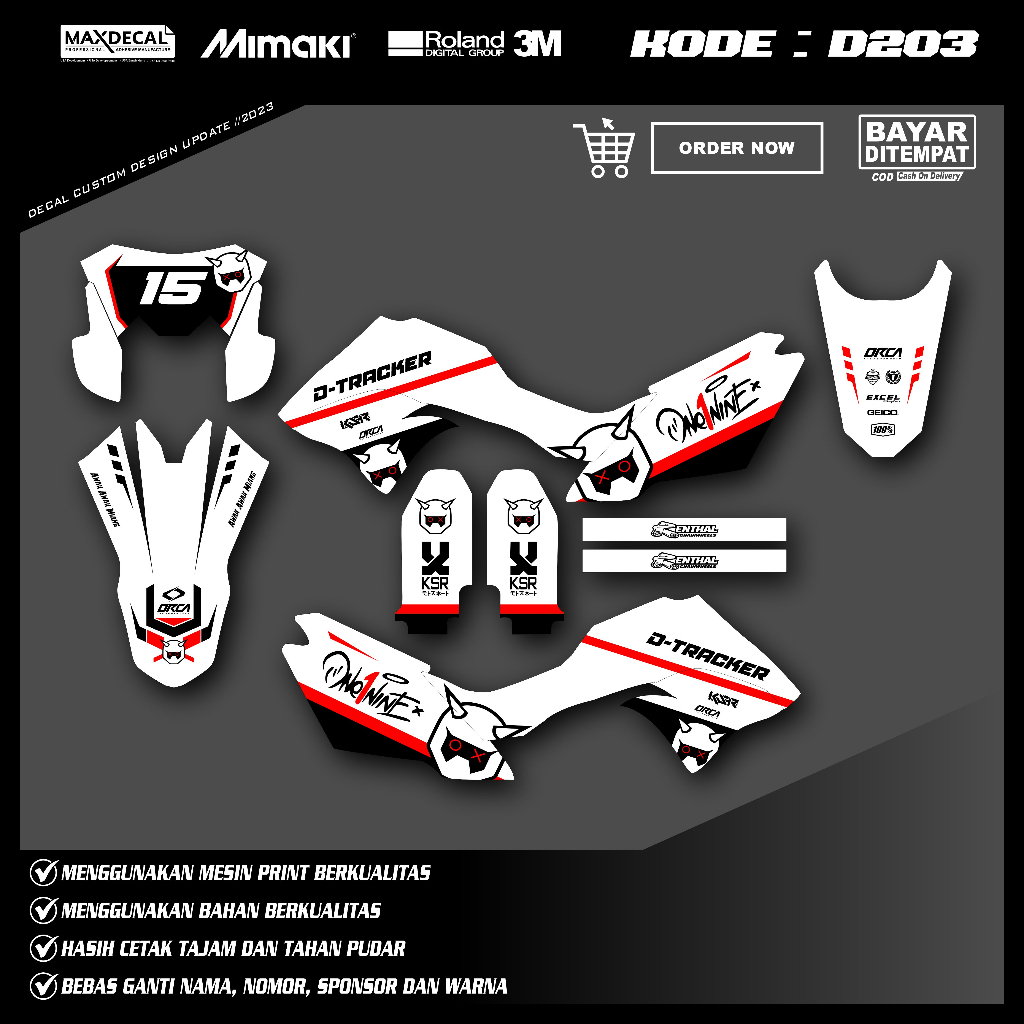 รูปลอก D TRACKER - KLX BF เต็มตัว - DECAL Variation D TRACKER กําหนดเอง ...