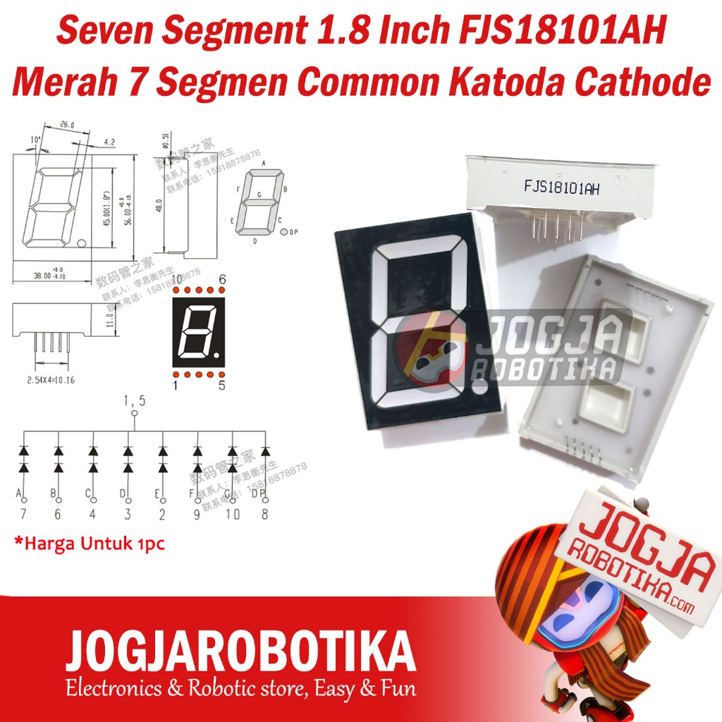 MERAH Seven Segment 1.8 นิ้ว FJS18101AH FJS18101CH สีแดง 7 ส่วน Common ...
