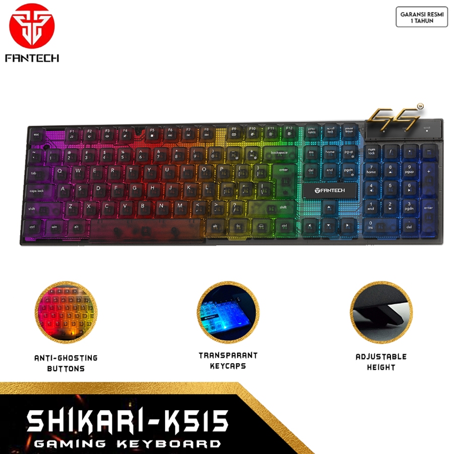 Fantech SHIKARI K515 K-515 Transparent RGB Keycaps Membrane Gaming ...