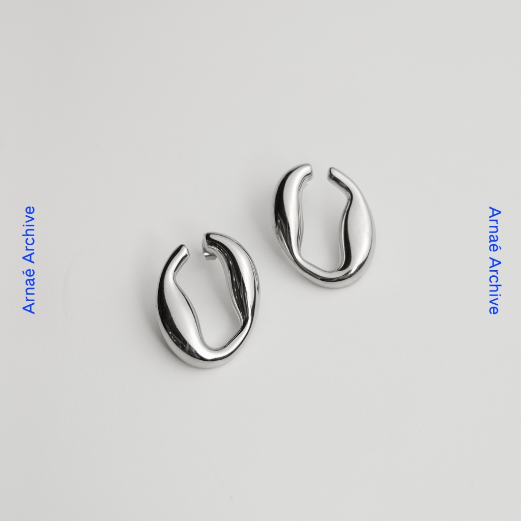 Arnaé Archive Jagged ต่างหูรูปไข่ สแตนเลส ต่างหูสตั๊ด Unisex สแตนเลส ...