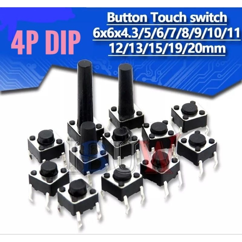 Tact Switch 6x6x5mm 4 Pin Micro On Off Tactile Switch | Shopee Thailand