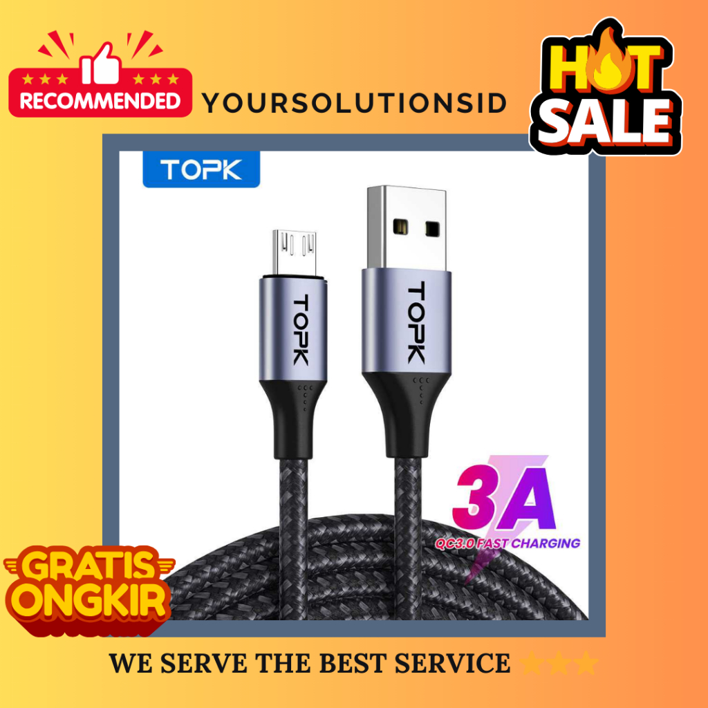 Topk สายชาร์จ Micro USB 3A 2M - AN10 อเนกประสงค์ ชาร์จเร็ว | Shopee Thailand