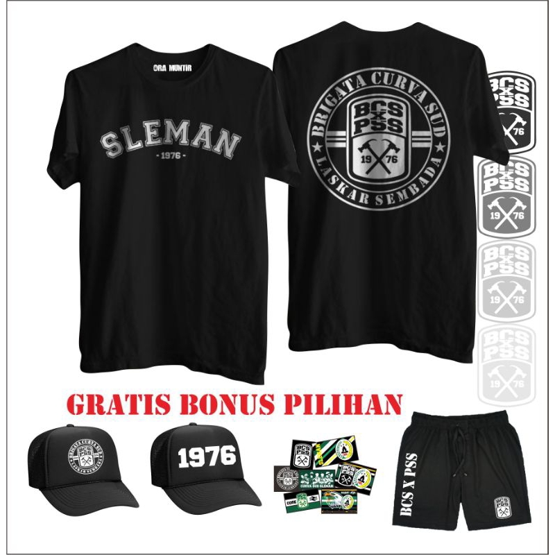 เสื้อยืด พิมพ์ลาย Bcs PSS Sleman Bonus Choose Free Pants Hat Sticker ...