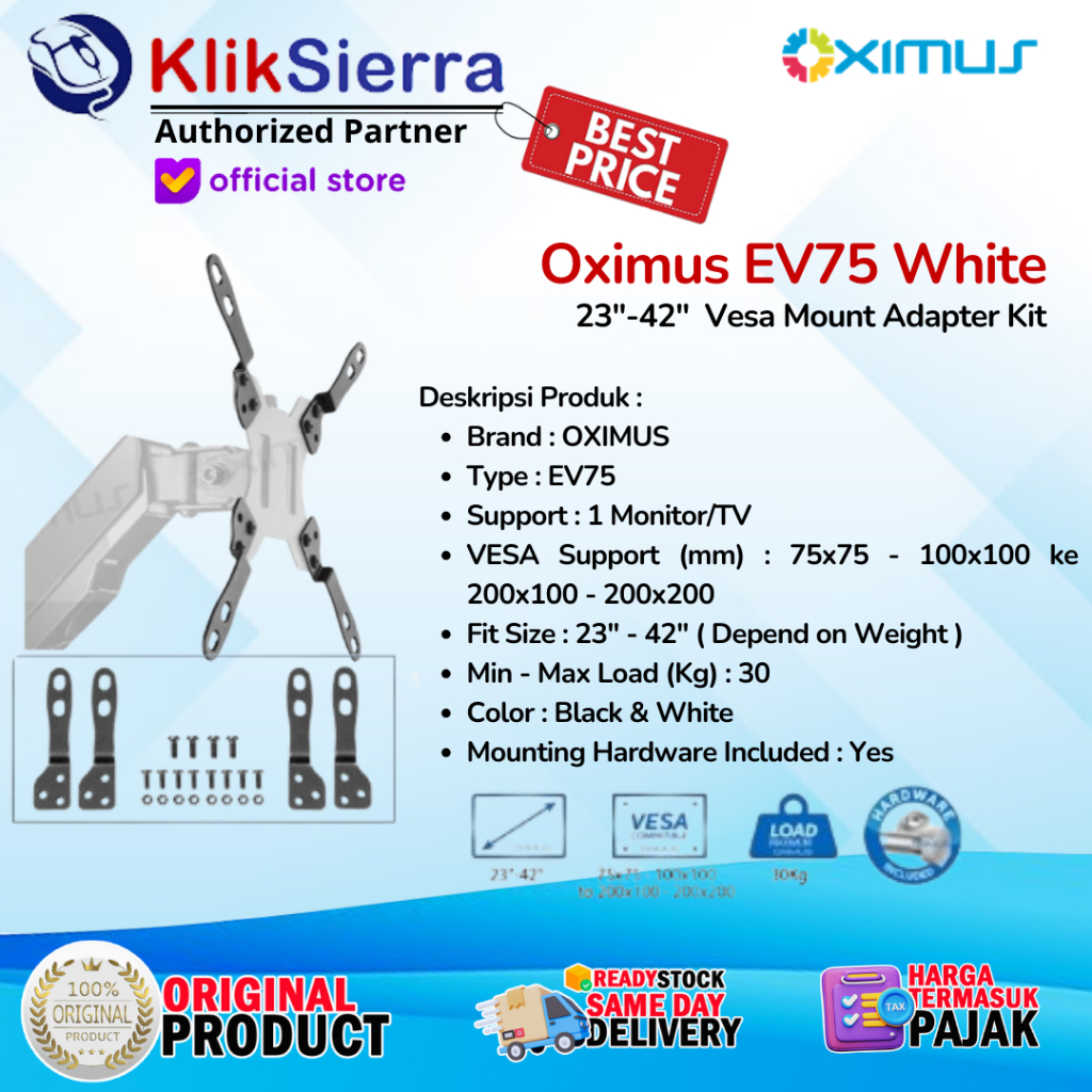 Oximus EV75 Extender VESA Adapter 75x75 - 100x100 ถึง 200x200mm OXI ...