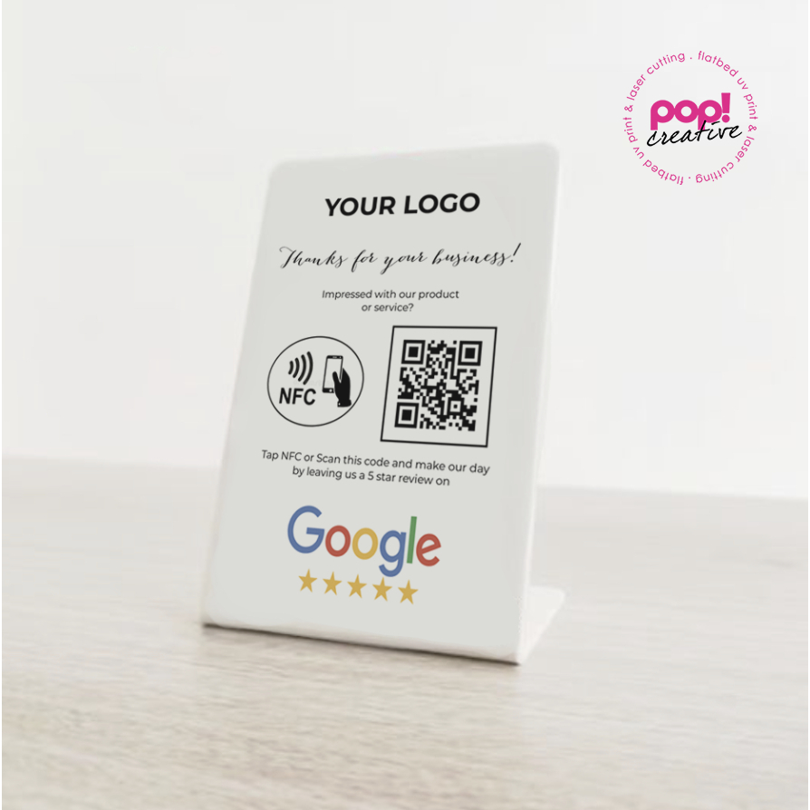 Google Business Review อะคริลิค Standee QR CODE + NFC Office Shop Resto ...