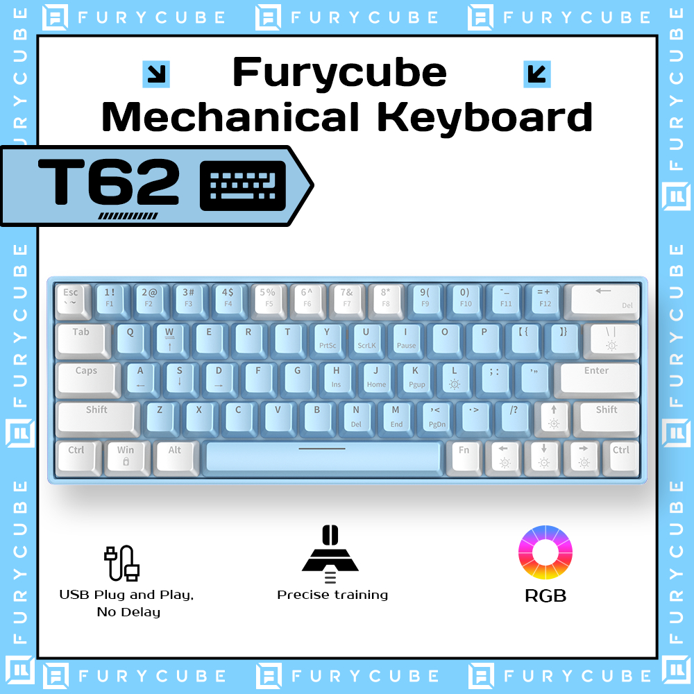 Zifriend T62 Mechanical Keyboard 63Keys Blue Red Switch RGB Light Hotswap ขนาดกะทัดรัดและพกพาได้ ...