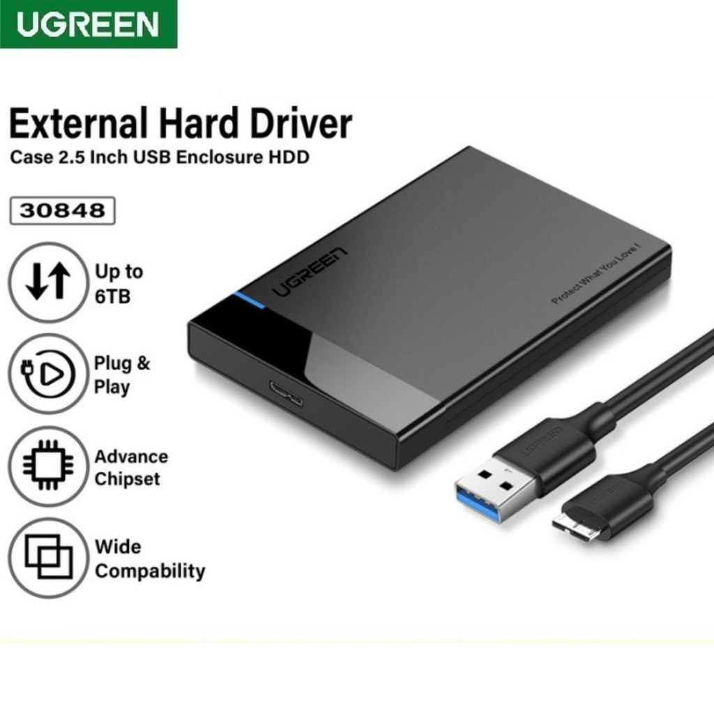 UGREEN SSD HDD Enclosure Case Hard Disk 2.5 SATA Micro B USB 3.0 30848 ...