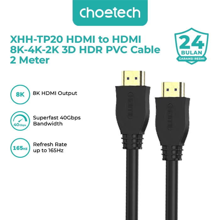 สายเคเบิลข้อมูล Choetech XHH-TP20 8K HDMI to HDMI 2M | Shopee Thailand