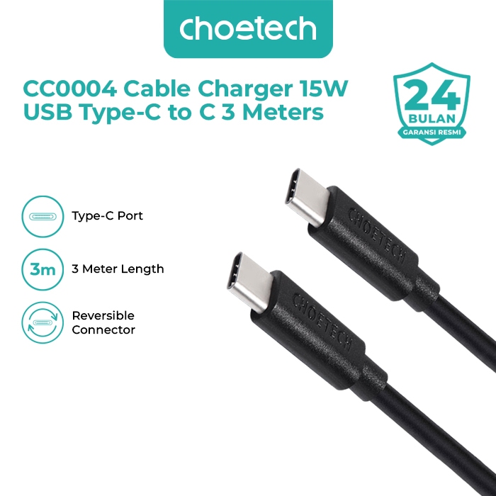 Choetech CC0004 สายชาร์จ 15W USB Type C to C 3M | Shopee Thailand