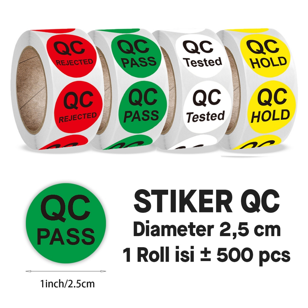 Qc Pass Tested Round Sticker เส้นผ่านศูนย์กลาง 2.5 ซม. (500 ชิ้น/ม้วน ...