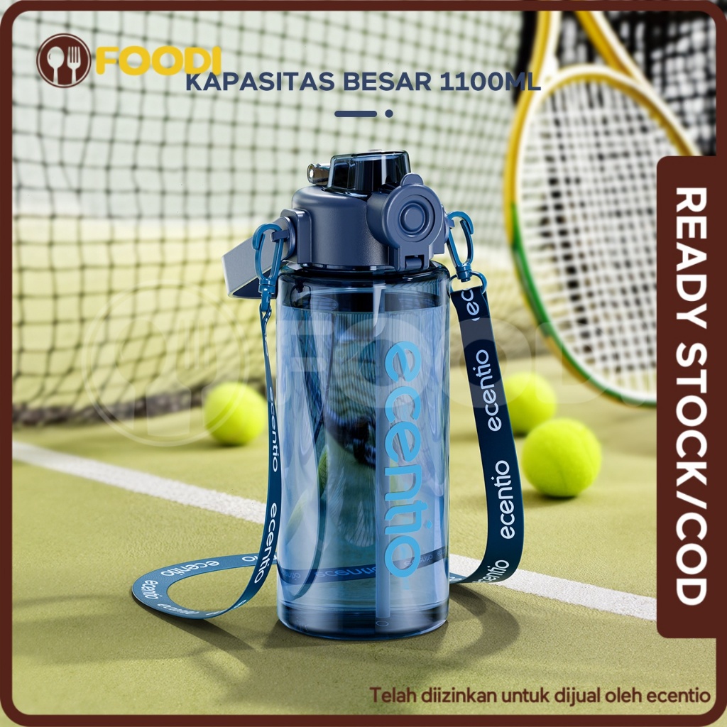 Ecentio & FOODI ขวดดื่ม 1100ml ขวดพกพาสปอร์ตสีฟ้าอ่อนใสขวดดื่ม BPA ขวดน้ําฟรี | Shopee Thailand