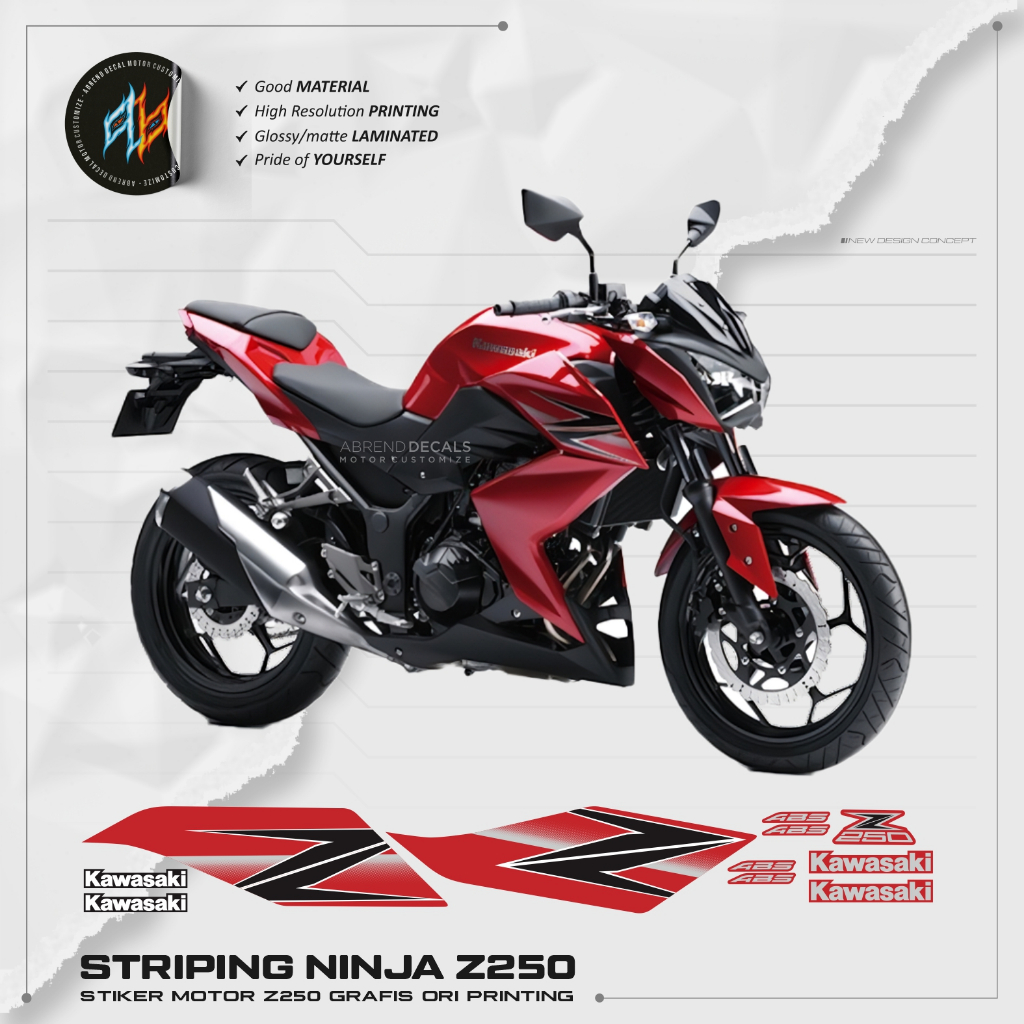 Striping NINJA Z 250/ Z300 กราฟิก ORI PRINTING/KAWASAKI NINJA Z250 สติก ...