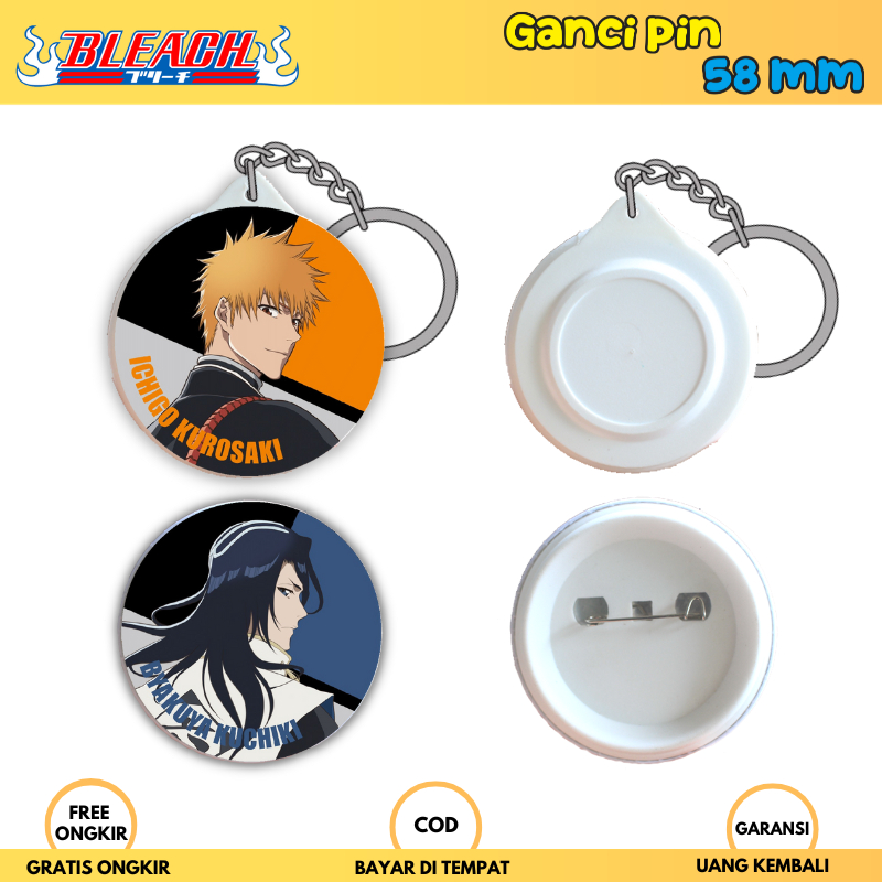พวงกุญแจ GANTUNGAN [ Bleach] & พินขนาด 58 มม. ichigo เวอร์ชันของตัวละค ...