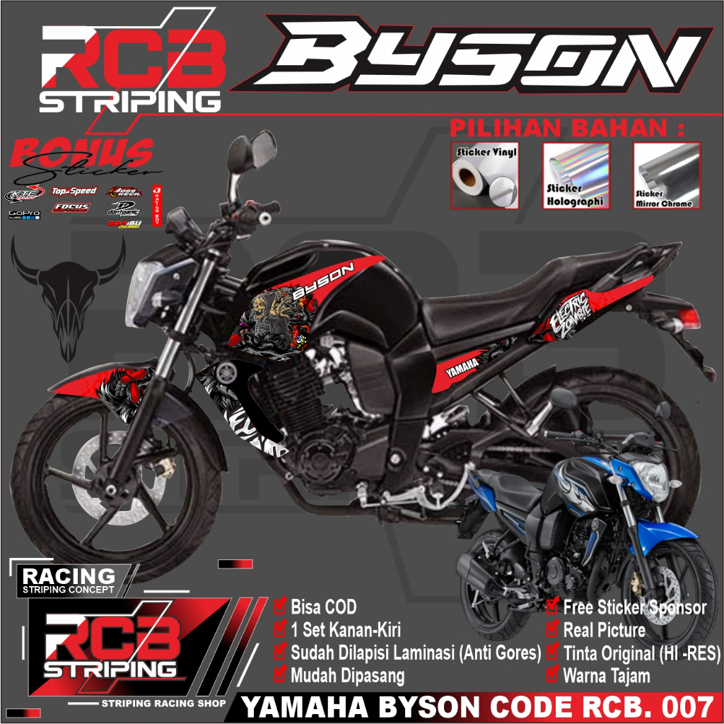 สติกเกอร์ลอกลาย Yamaha Byson Zombie - Byson Motorcycle Striping Lis ...