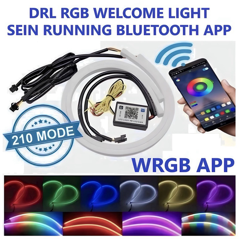 คิ้วยืดหยุ่น DRL ไฟ LED WRGB APP 30 60 ซม.ยินดีต้อนรับ + RGB Matrix ANTI SPOTS รถรถจักรยานยนต์ ...