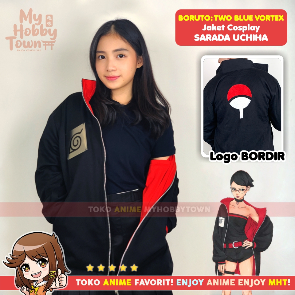 Sarada Uchiha Boruto Two Blue Vortex อะนิเมะคอสเพลย์แจ็คเก็ตหลังจาก ...