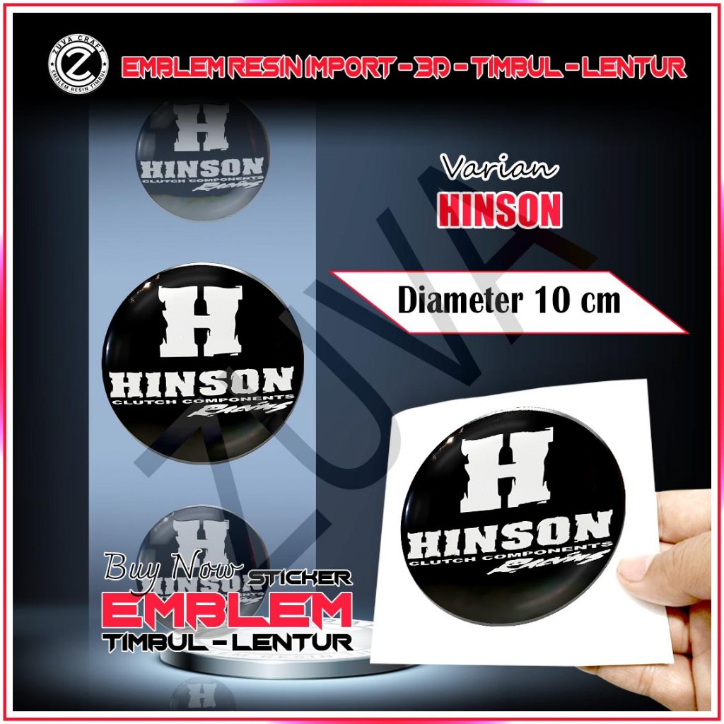 3D HINSON MOTORCYCLE STICKER นูนด้วยโลโก้ HINSON แบบยืดหยุ่น EMBLEM ...