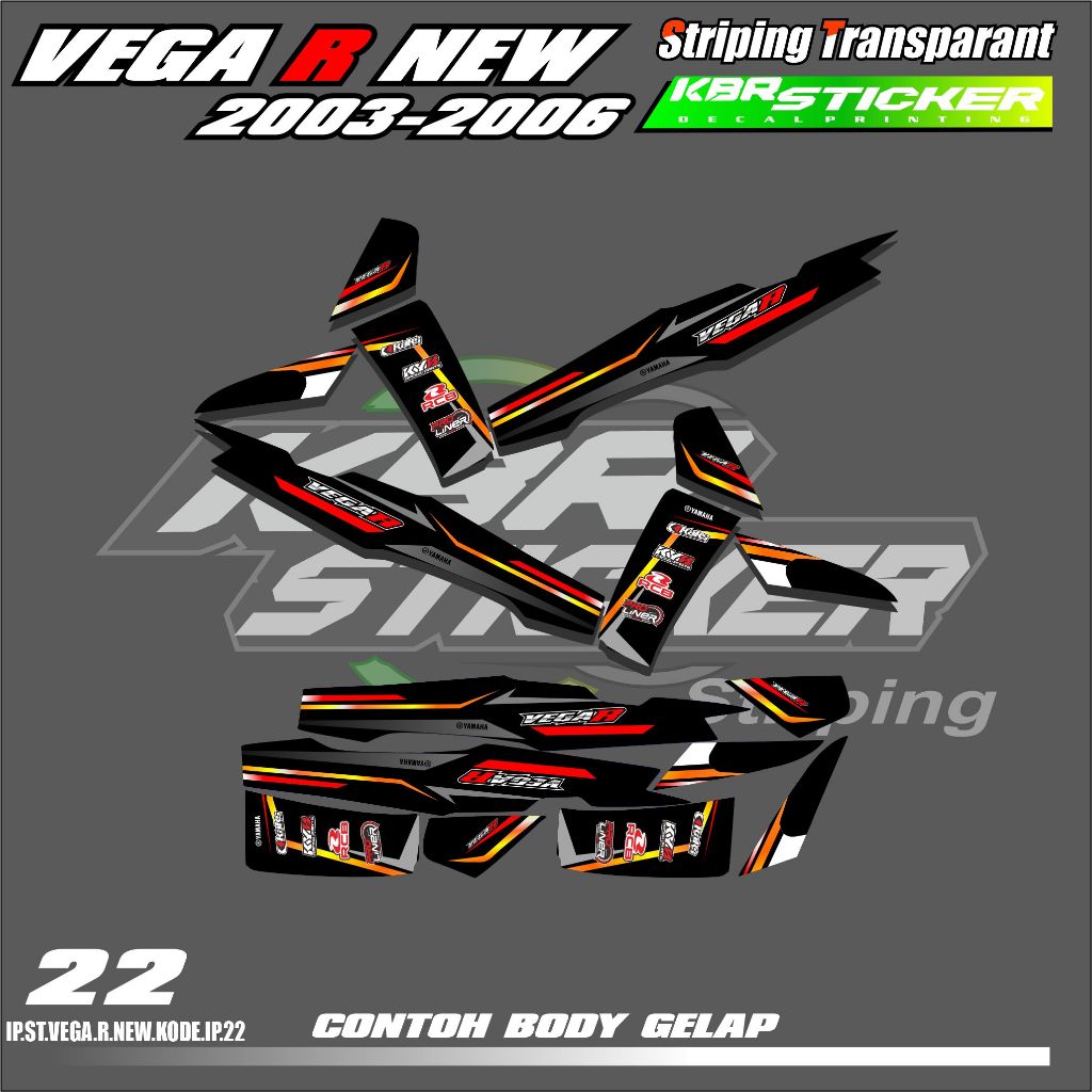 VEGA R ใหม่ YAMAHA VEGA R NEW MOTORCYCLE STRIPING STICKER 2003-2006 ...