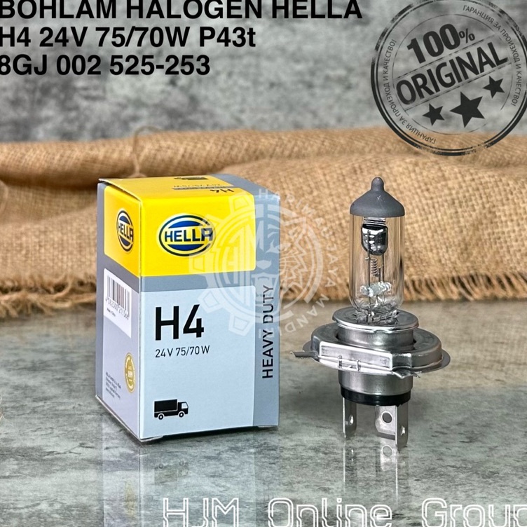 หลอดไฟฮาโลเจน Hella H4 P43T 24V 757W 8GJ 2 525253 All-in-one | Shopee ...