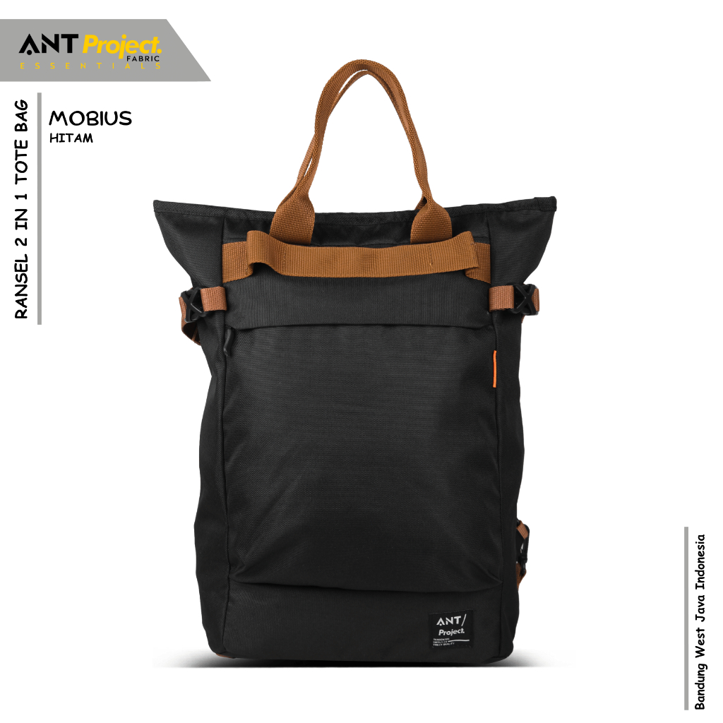 Hitam Ant PROJECT - MOBIUS 2 in 1 Black Mens Backpack - Mens Backpack 2 Fashion Tote Bag ...