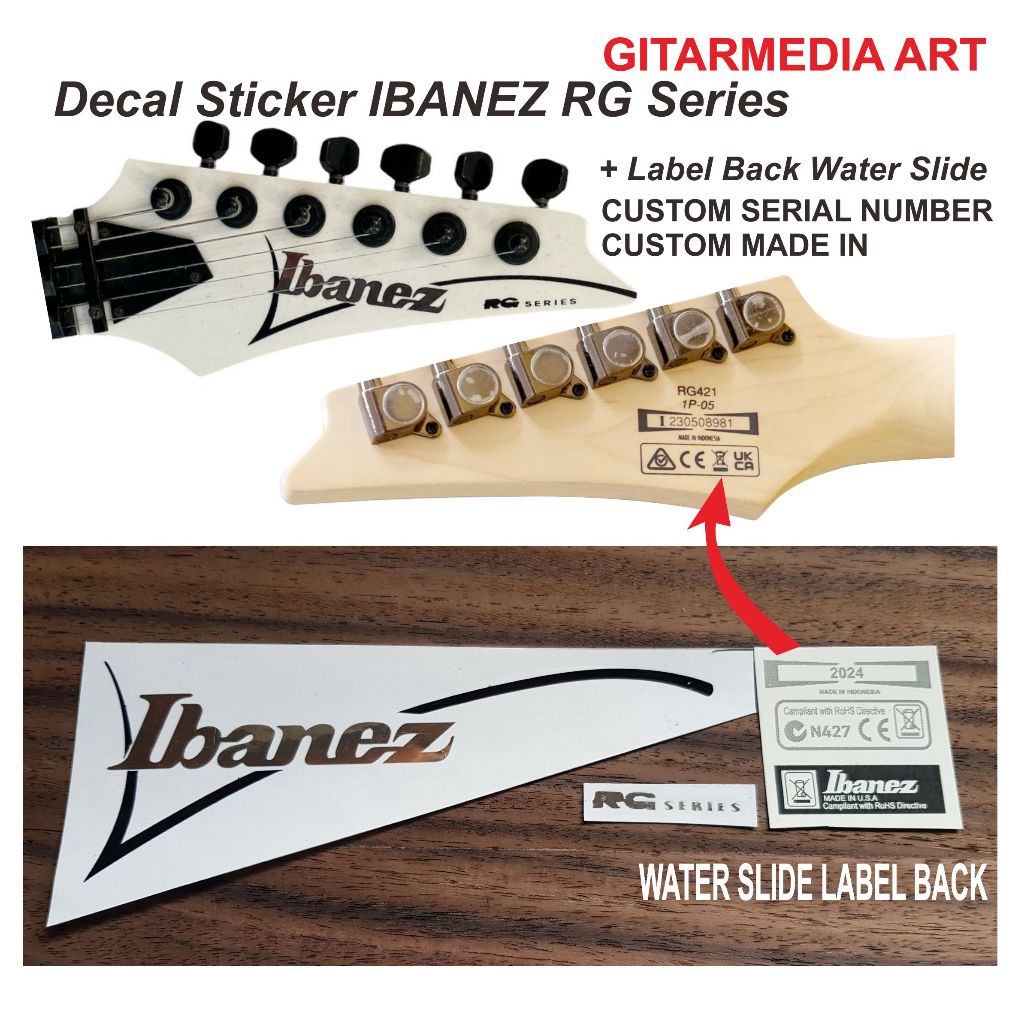 สติกเกอร์โลโก้ IBANEZ RG STICKER IBANEZ LOGO RG STICKER IBANEZ RG DECAL ...