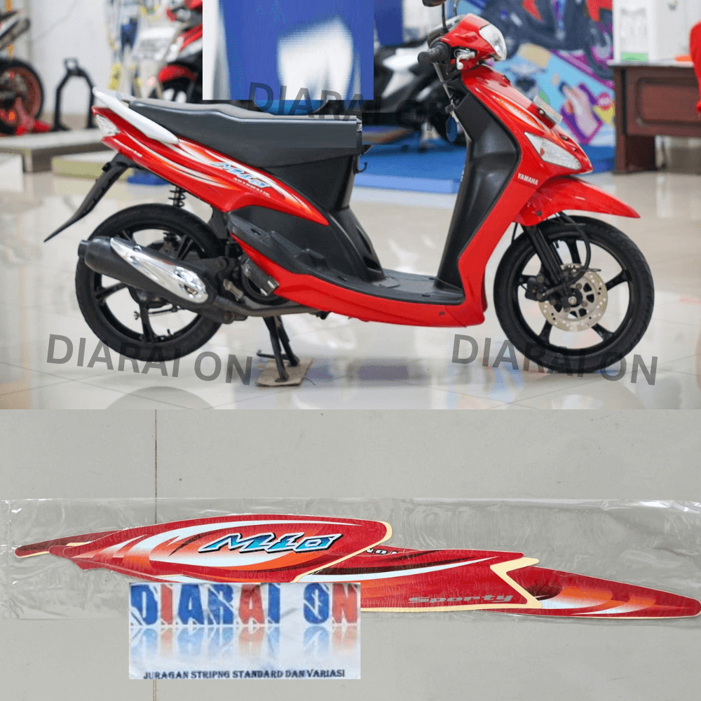 Merah สติกเกอร์ลายทาง Yamaha Mio Sporty 2007 - Mio Smile 2007 สีแดง ...