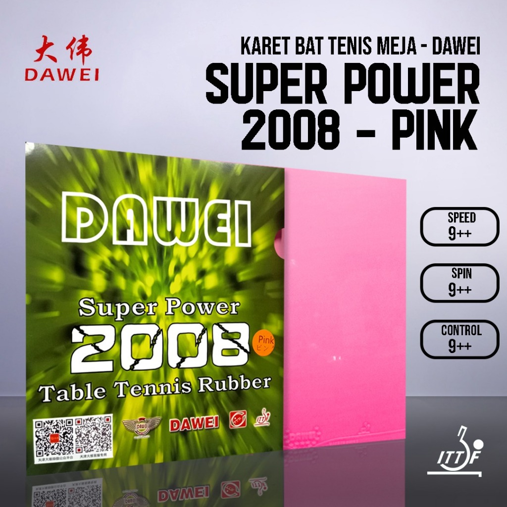 Dawei 2008 ยางค้างคาวปิงปอง Super Power สีชมพู | Shopee Thailand