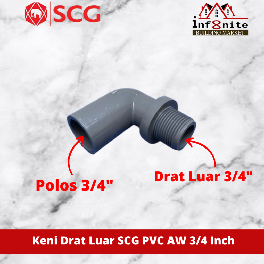 สนับเข่า ข้อศอก ตัวผู้ Keni ด้านนอก Drat Kdl SCG Pvc AW 1/2 นิ้ว 3/4 นิ้ว 1 นิ้ว - 1/2 นิ้ว ...