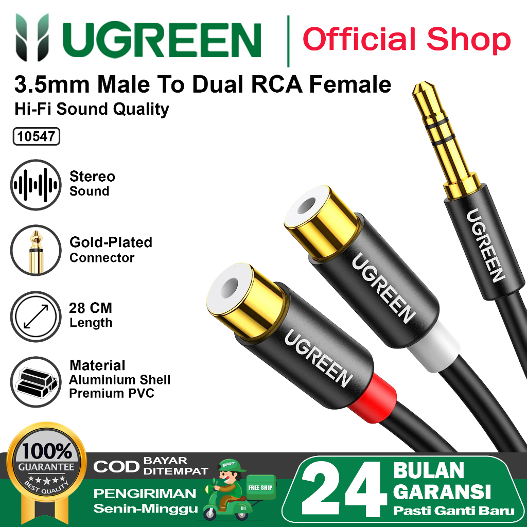 Ugreen Audio Aux Cable 3.5 มม. ถึง 2 RCA Splitter Audio Jack RCA 10547 ...