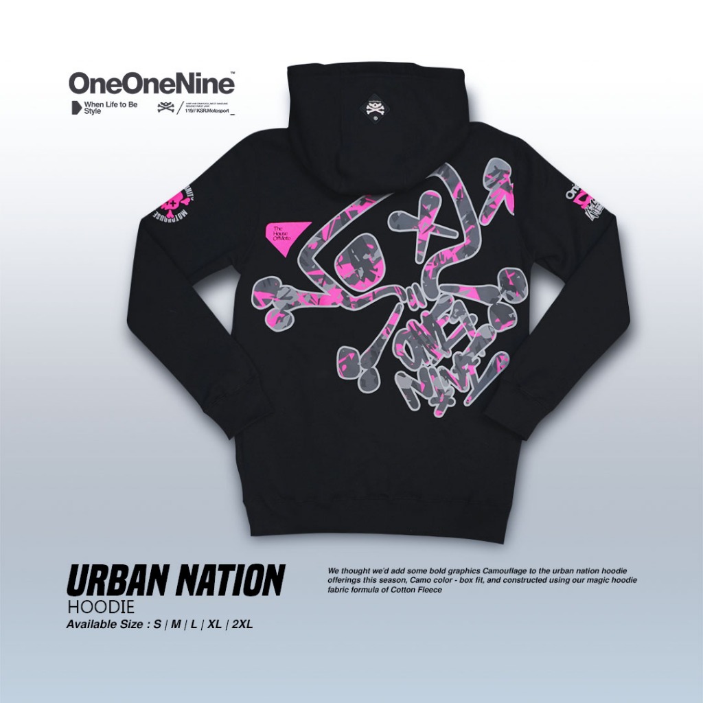 Oneonenine Ksr Hoodie Urban Nation Black Pink - เสื้อสเวตเตอร์จัมเปอร์ ...